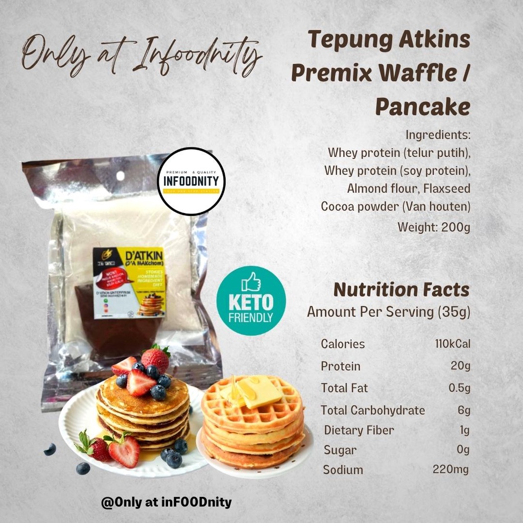 Tepung Keto Baking Premix Flour Low Carb Pancake Waffle Almond Bread ...