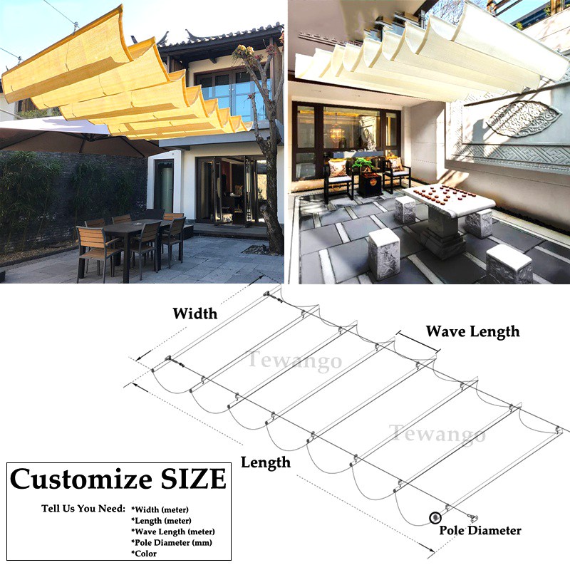 Customize HDPE Telescopic Wave Sun Shade Nets Canopy Awnings Sun ...