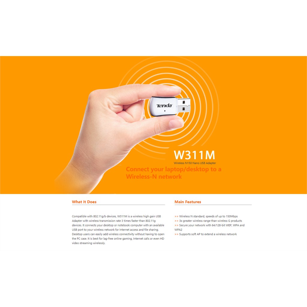 TENDA W311M W311MI U3 U6 150 300 MBPS WIRELESS N USB ADAPTER NANO ...
