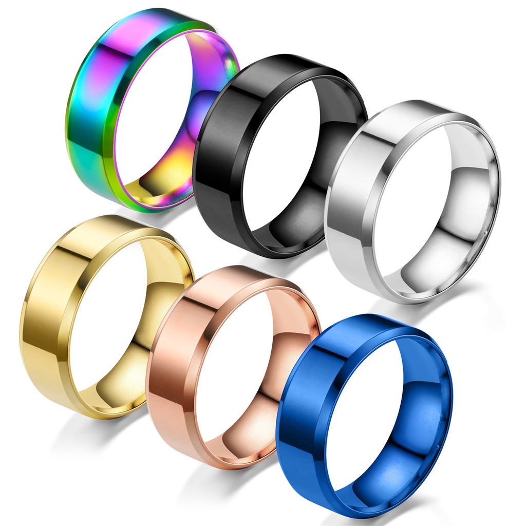 New 8MM Titanium Steel Rings High Polished Fashionable Atmospheric ...