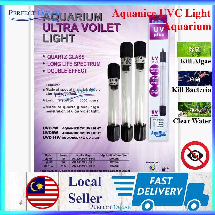 Aquanice UV Light Submersible Aquarium Ultraviolet Tank Algae Sterilizer Air Hijau 🌊READY STOCK🌊 ...