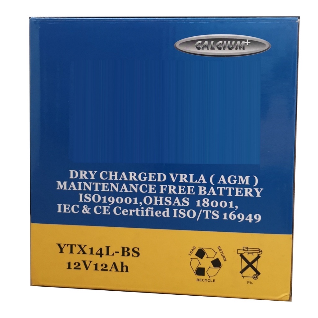 Calcium Plus AGM Tech YTX14L-BS Motorcycle Battery | Shopee Malaysia