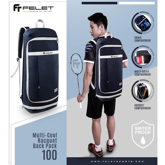Felet Multi-Cool Racquet Back Pack 100 Badminton Bag ( Original ...