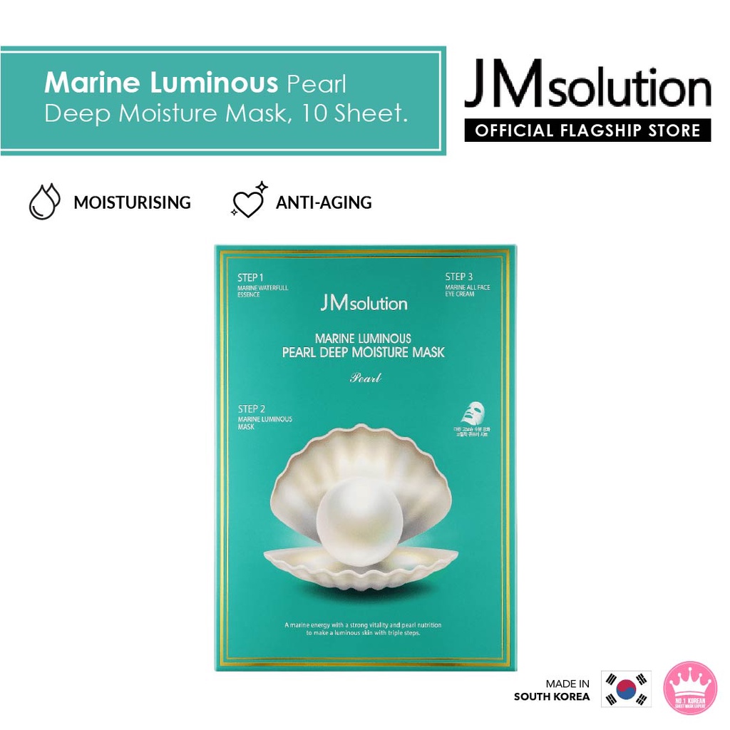 JMsolution Marine Luminous Pearl Deep Moisture Mask 3 Steps Mask 10's ...