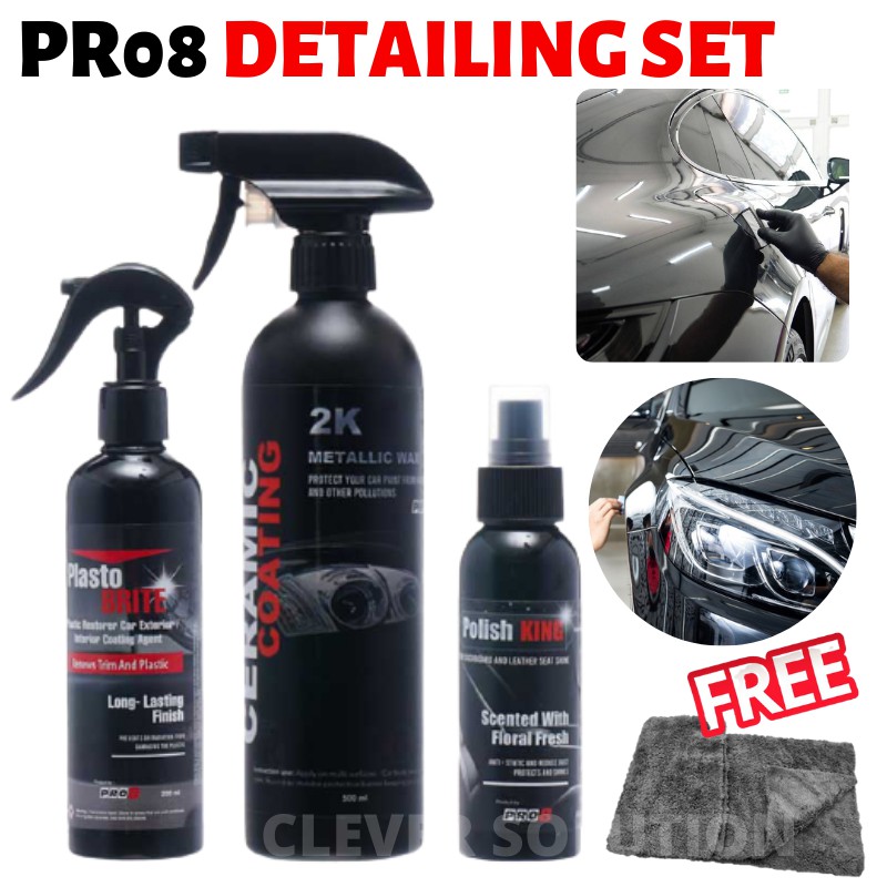 PRO8 CAR DETAILING SET Ceramic Coating 2K Metallic Wax PRO8 Plasto ...