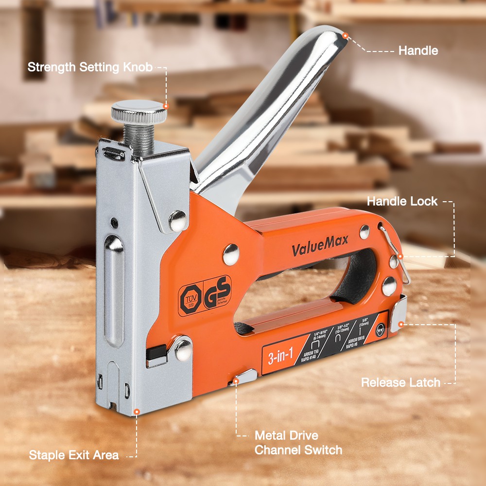 ValueMax 3 in 1 Stapler Nail Gun Staple Gun Nailer Furniture Tool Wood ...