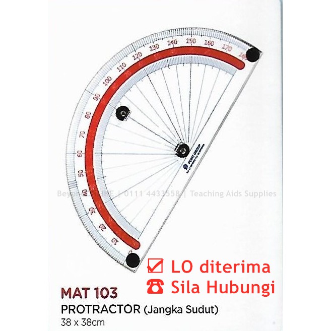 MAT103 Protractor Jangka Sudut (38cm*38cm) Durable for school or office ...