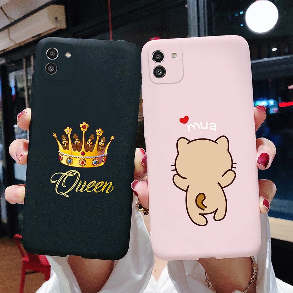 Samsung Galaxy A03 SM-A035F Matte Cover Silicone Cute Cat Queen Soft ...