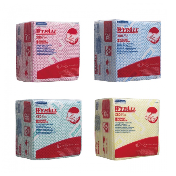 [For Kitchen Use] WYPALL® X80 Plus Colour-Coded Wipers - Blue/Red ...