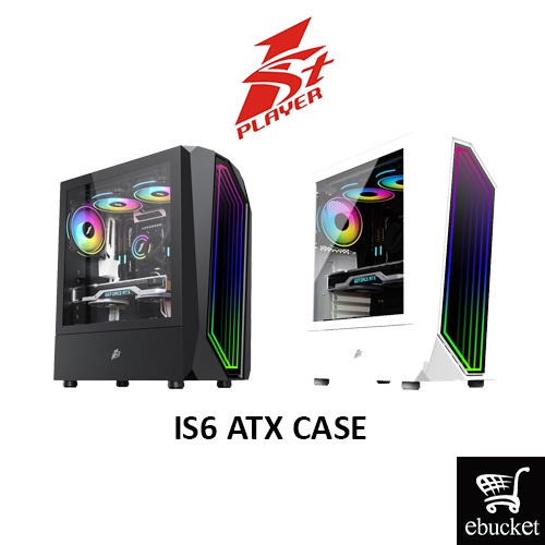 1st Player IS6 / IS-6 BLACK WHITE Gaming Case Chassis Casing ATX PC ...