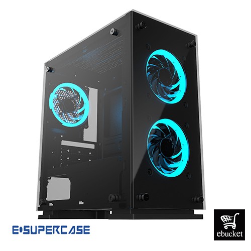 E SUPERCASE eGaming 1605TA Tempered Glass M-ATX Gaming Case | Shopee ...