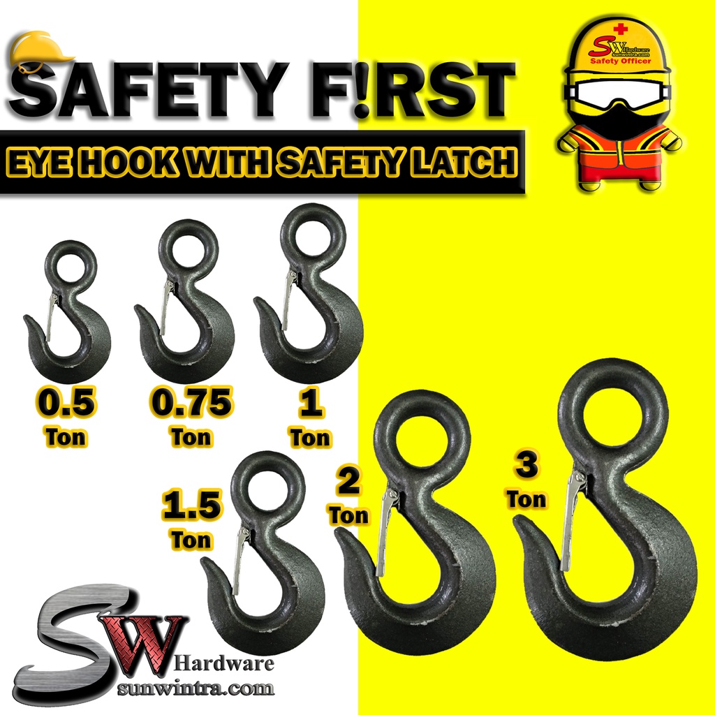 SW Hardware High Quality Eye Hook with Safety Spring Latch 0.5 ~ 3 Ton ...