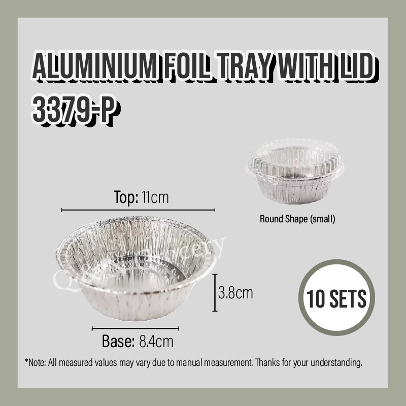 3379-P Aluminium Foil Tray with Lid 【10 sets ±】My Chef Foil Tray - Round Shape | Shopee Malaysia