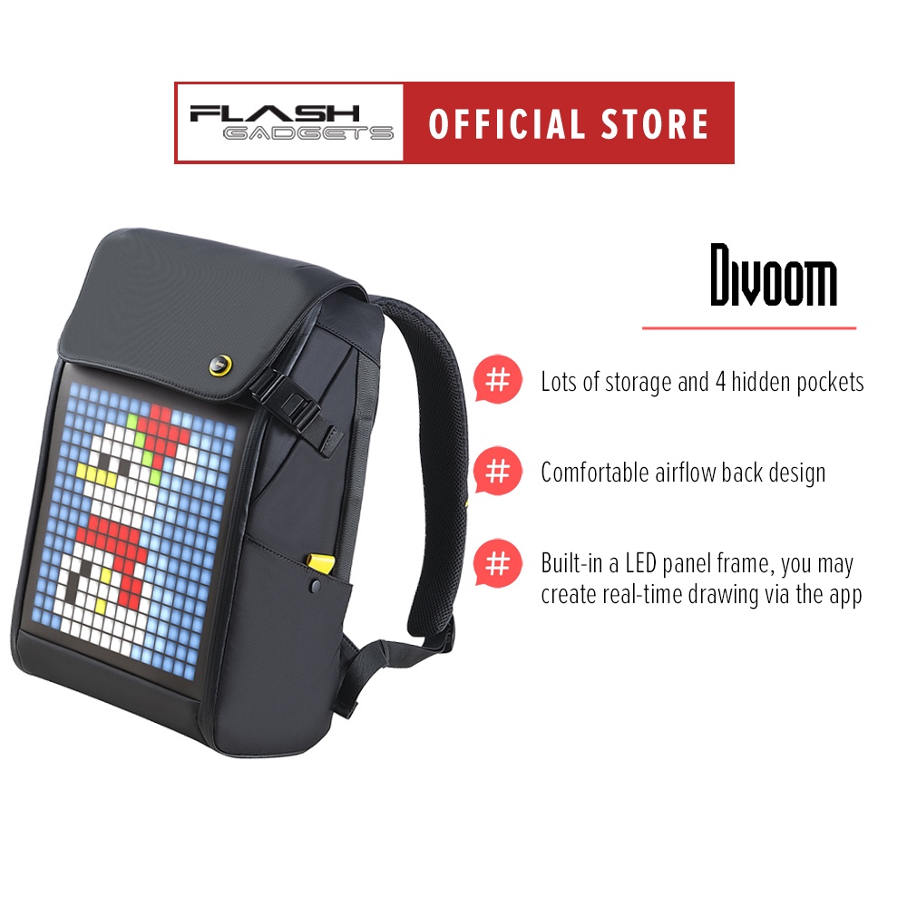 Divoom Backpack M with Pixel Art Multi Compartments Design Features ...