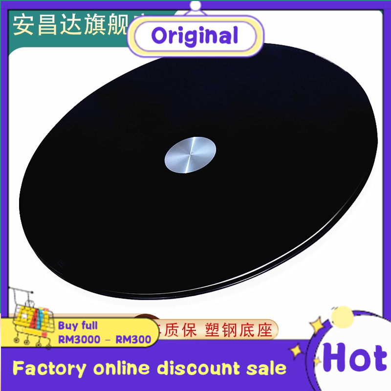 Lazy Susan Tempered Glass Household Round Table Turntable Black ...