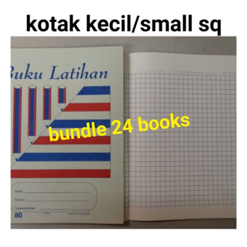 buku tulis/exercise book/80pgs Kotak Kecil/Small Square/packing 24buah ...
