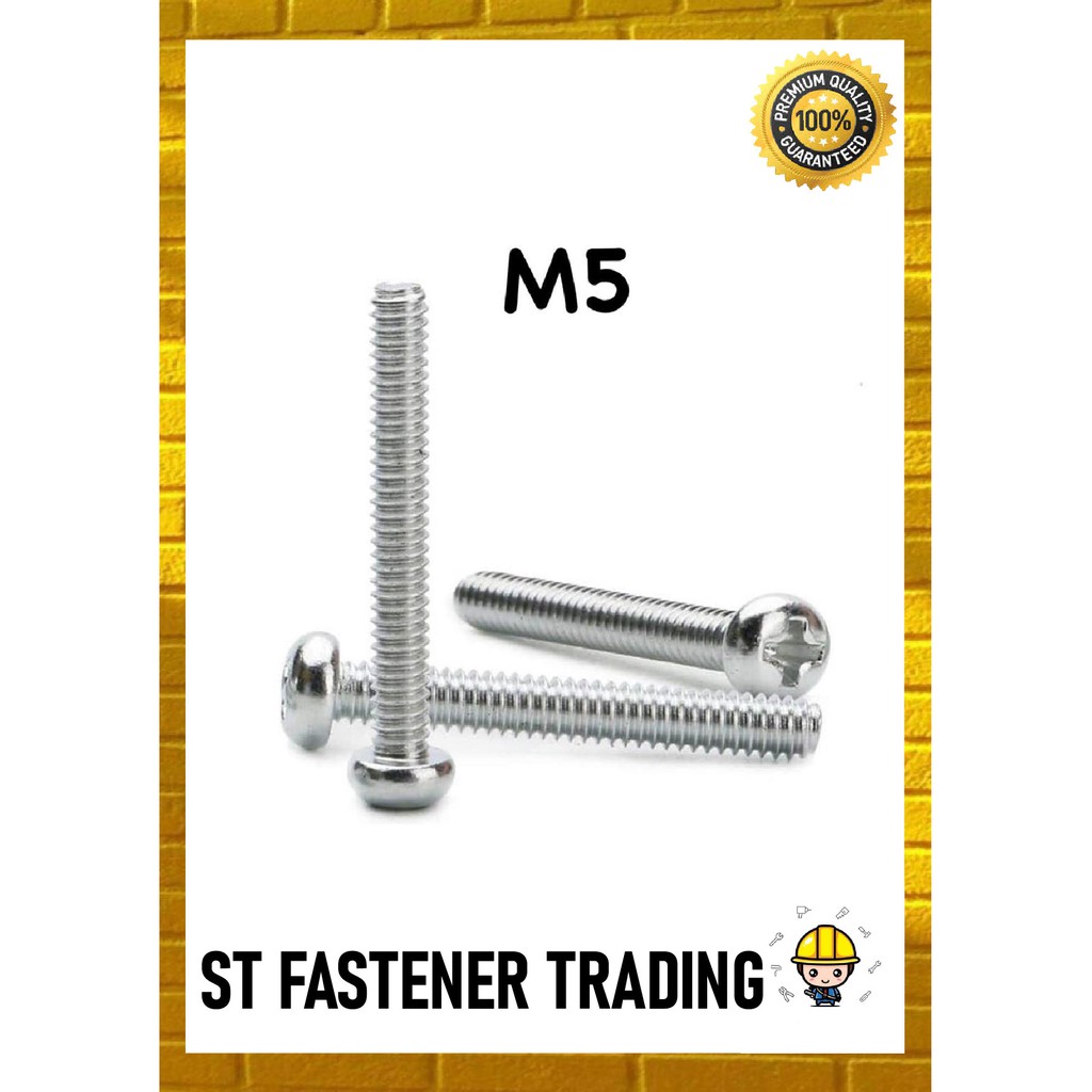 Phillips Round Pan Head Machine Screws ( M5 x 20MM - M5 x 75MM ) 1 Pair ...