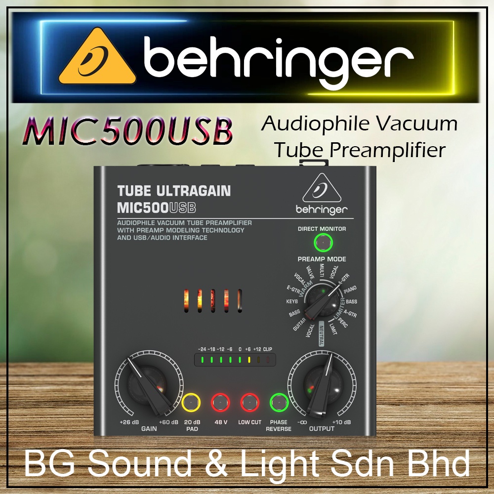 Behringer MIC500USB Audiophile Vacuum Tube Preamplifier (MIC-500USB ...