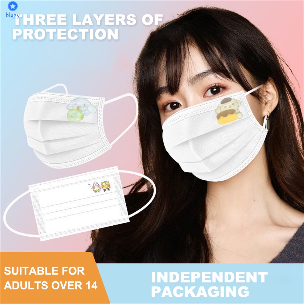 Cute Cartoon Mask Cinnamoroll/melody Printing Pattern Mask White High ...