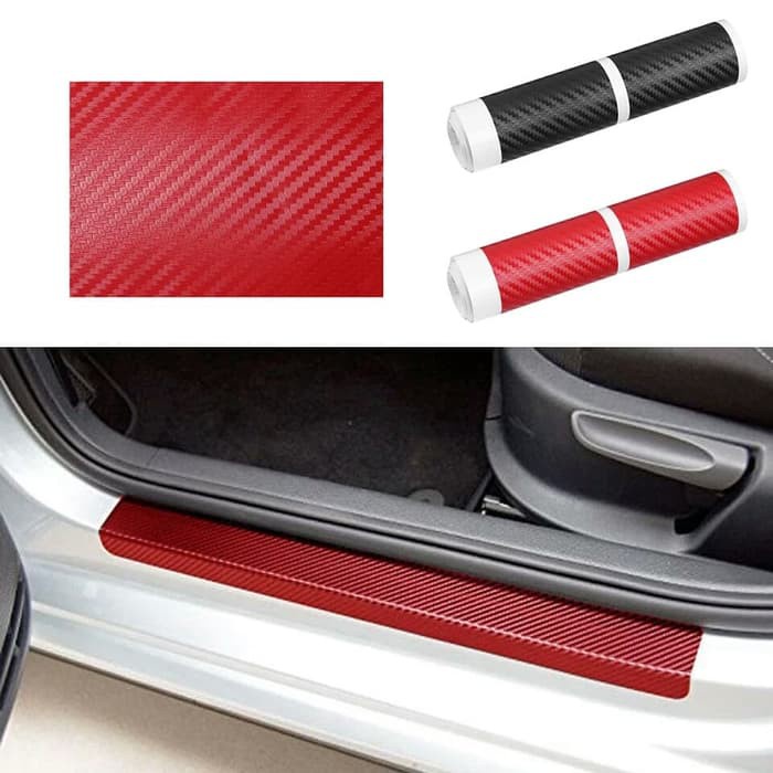MERAH 4pcs Red Red Red Carbon Fiber Sticker 3D Car Body Protector ...