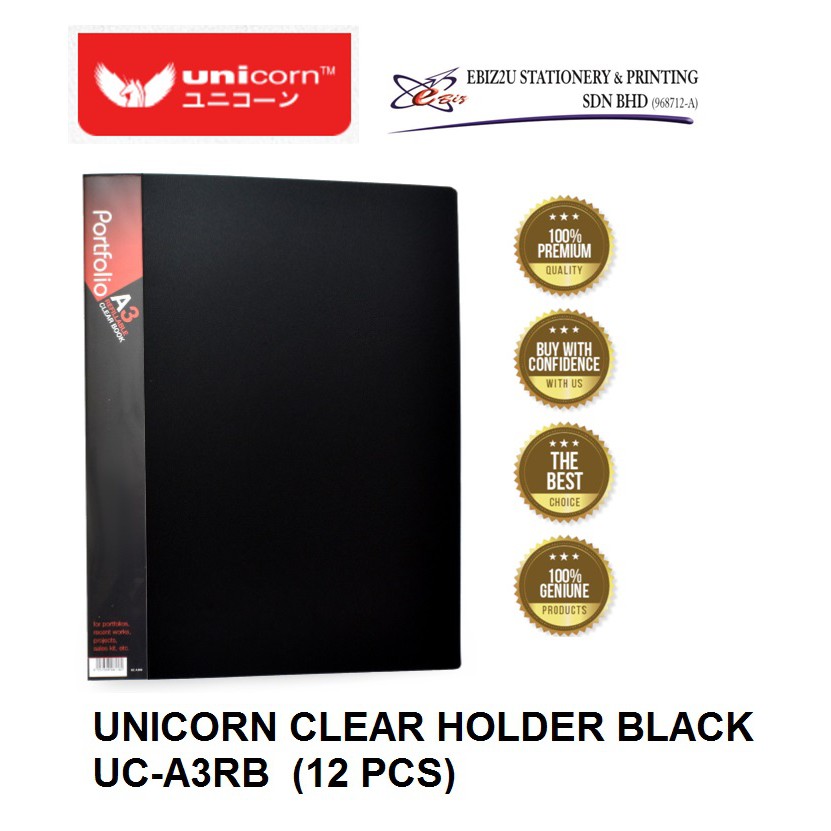 Unicorn A3 Refillable Clear Book Holder Folder (12 PCS) A3 Folder, A3 ...