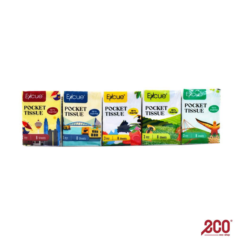 Excue 3 Ply Pocket Tissue 8 Sheets (10pcs/pack) - AB-L003-T05-07 ...
