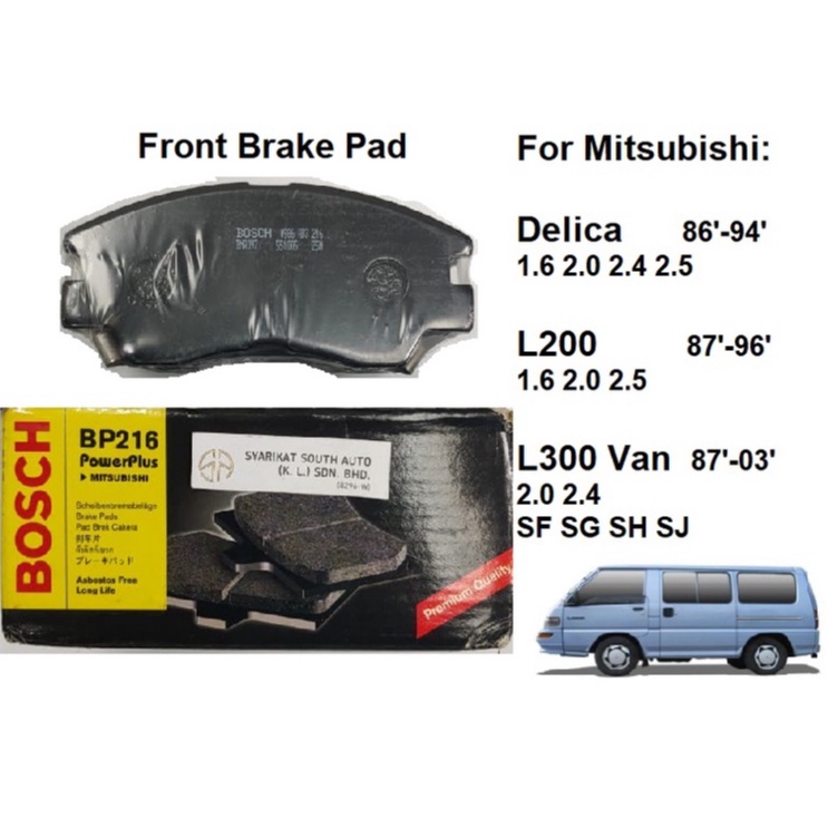 Mitsubishi L300 Brake Pad Front Bosch BP216 L300 Van L200 Triton ...