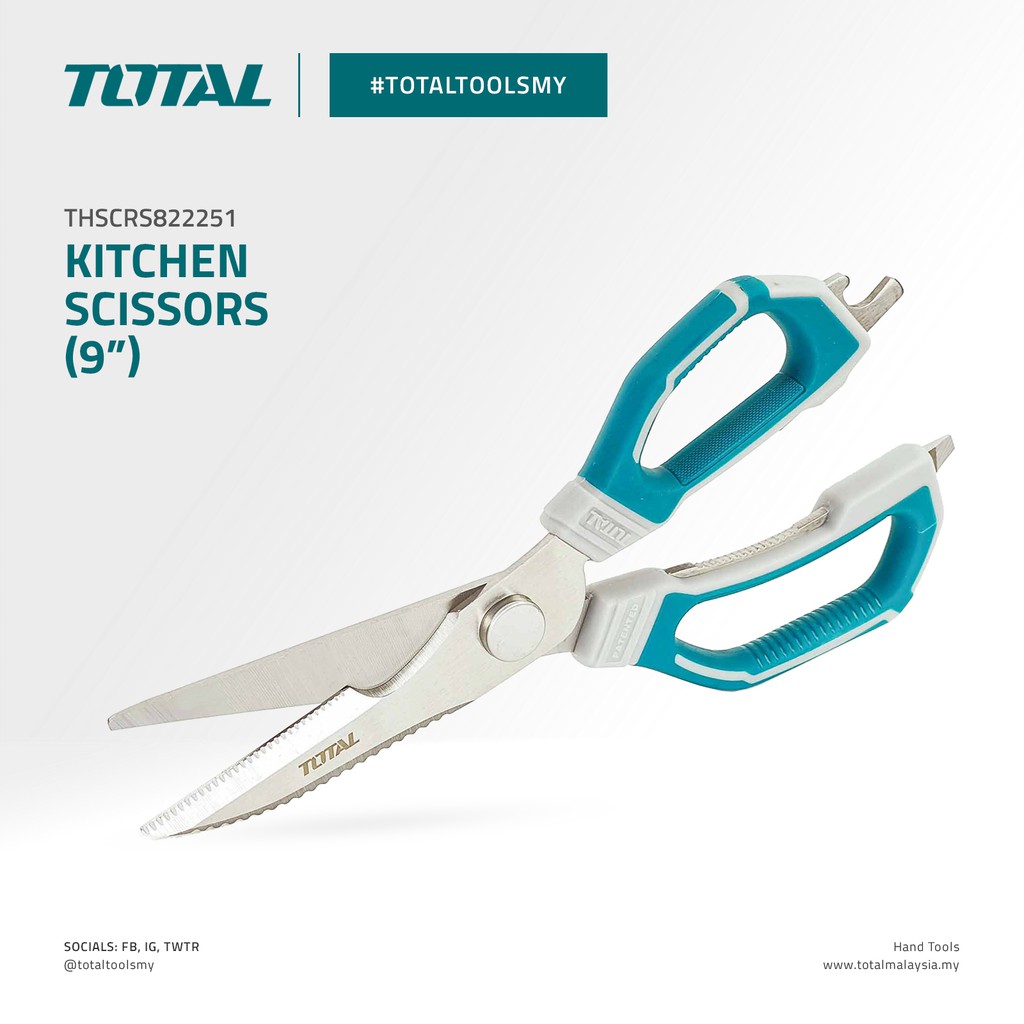 TOTAL Kitchen Scissors With Cutting, Cracker & Bottle/Can Opener ...