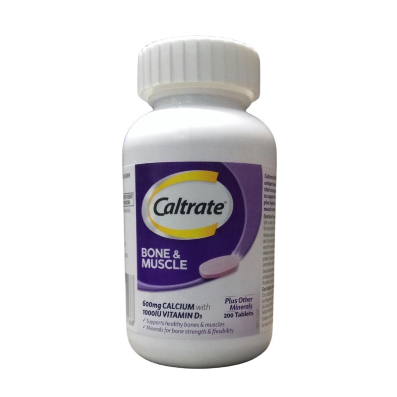 Caltrate Bone & Muscle 600mg Calcium 1000IU Vitamin D3 200 Tablets ...