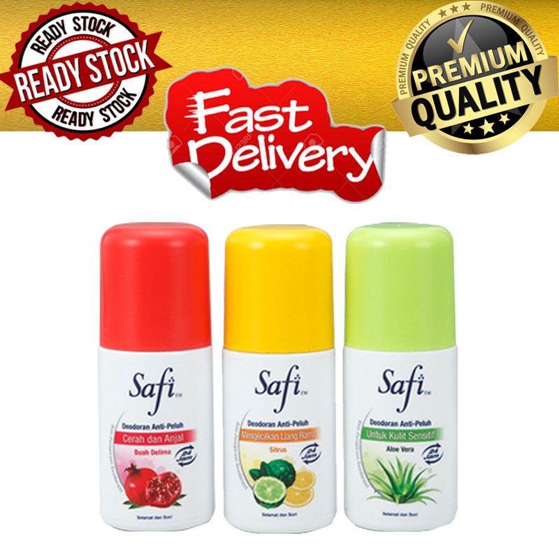Safi Deodoran Anti-Peluh 24Jam 30ml Aloe Vera/ Buah Delima / Sitrus ...