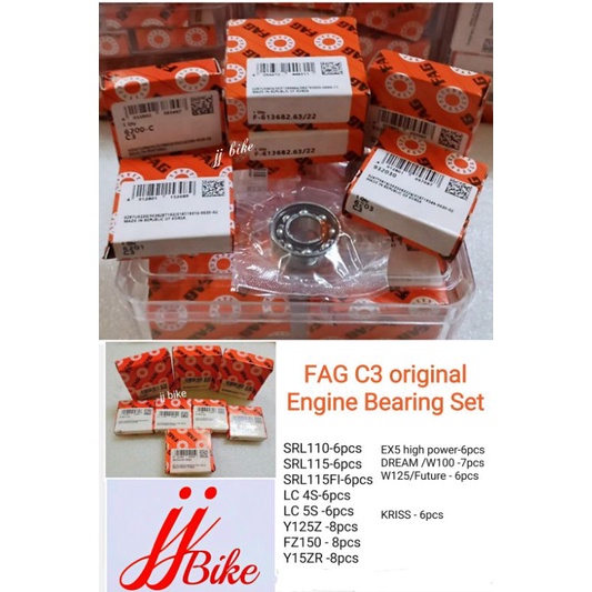 FAG C3 BEARING ENGINE FULL SET 100% ORIGINAL FZ150 Y150 RXZ135 Y125 ...