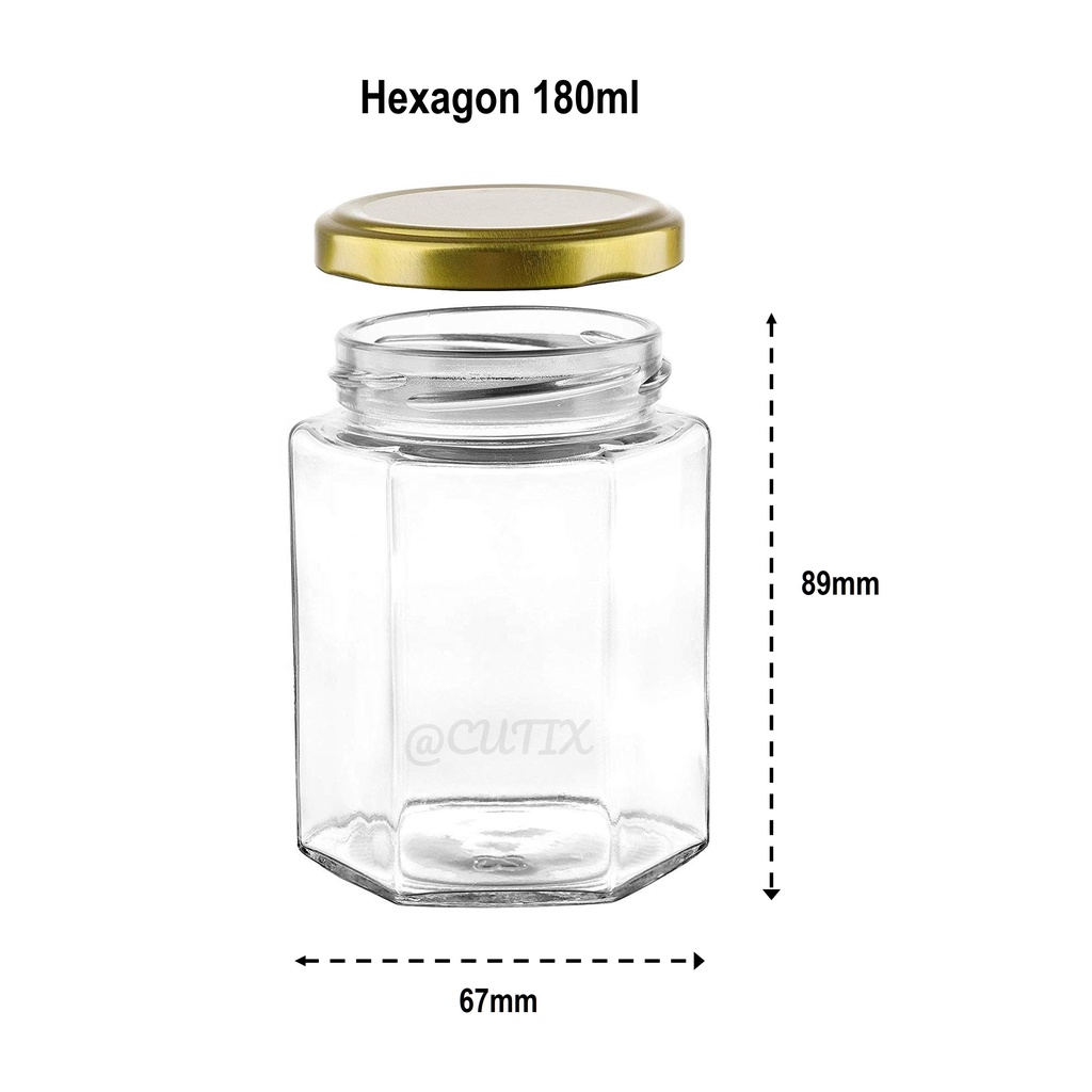 180ml Hexagon Glass Jar Storage Bottle Wedding Door Gift Honey Spice ...