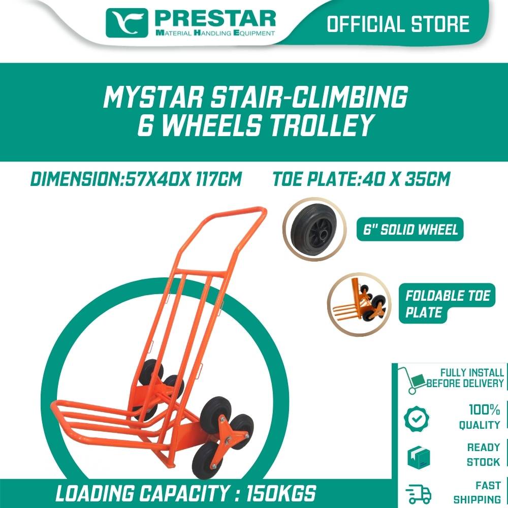 PRESTAR MHE Mystar Stair-climbing P Shape 6 Wheels Trolley With ...