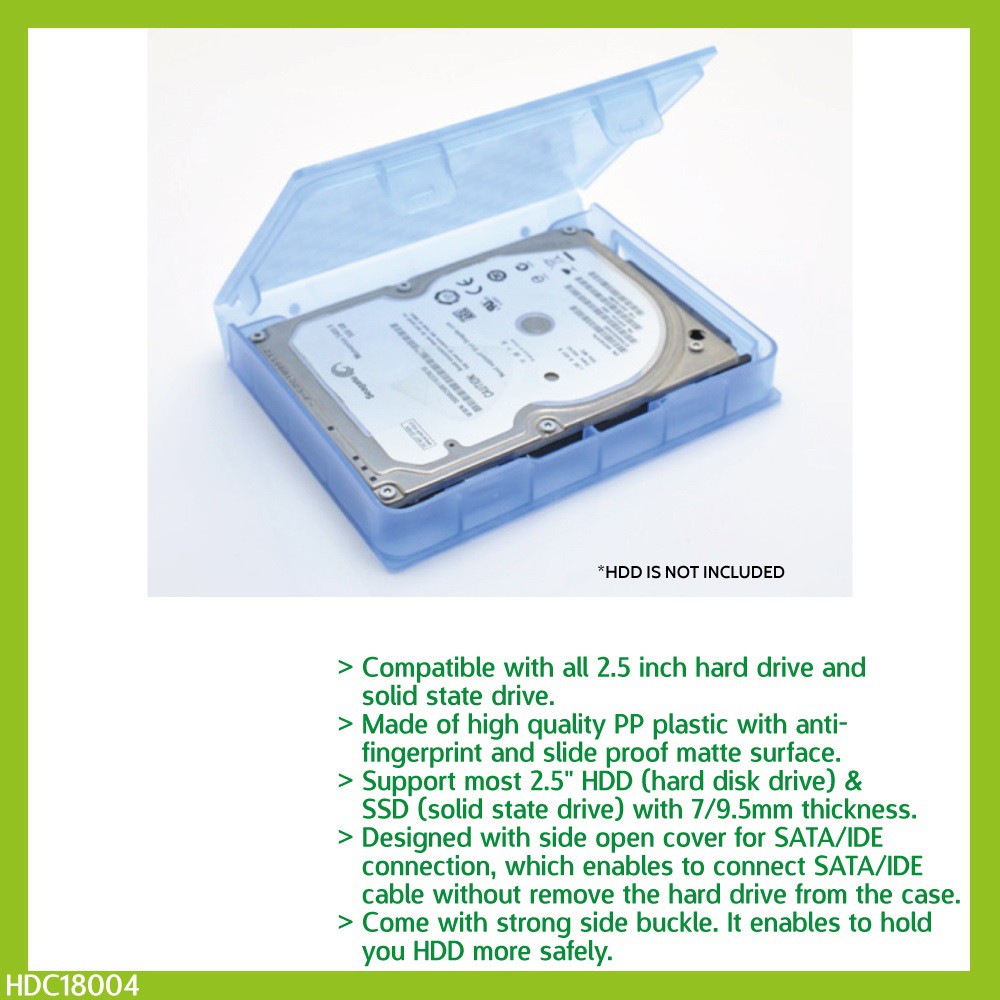 2.5” SSD HDD/Hard Disk Drive Enclosure Hard Shell Box Case with Open ...