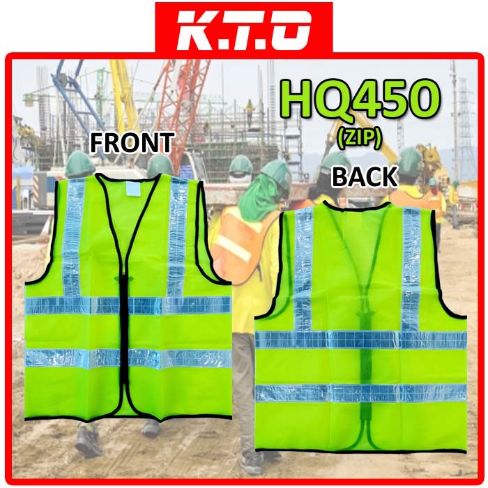 HQ450 Zip Safety Vest Visible Velcro Four Reflective Line Safety Vest / Jaket Keselamatan / 安全衣 ...
