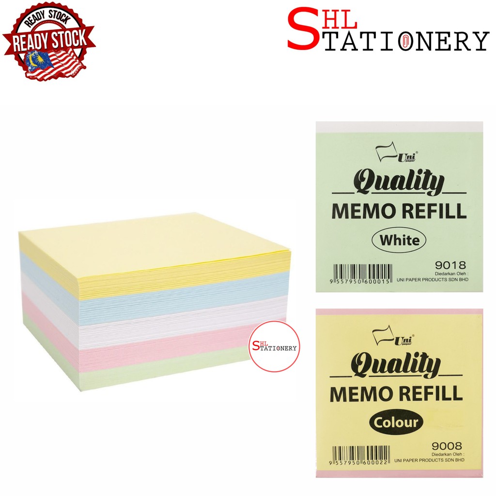 UNI White / Colour Memo Cube Refill 95mm x 95mm / Kertas Memo Refill ...