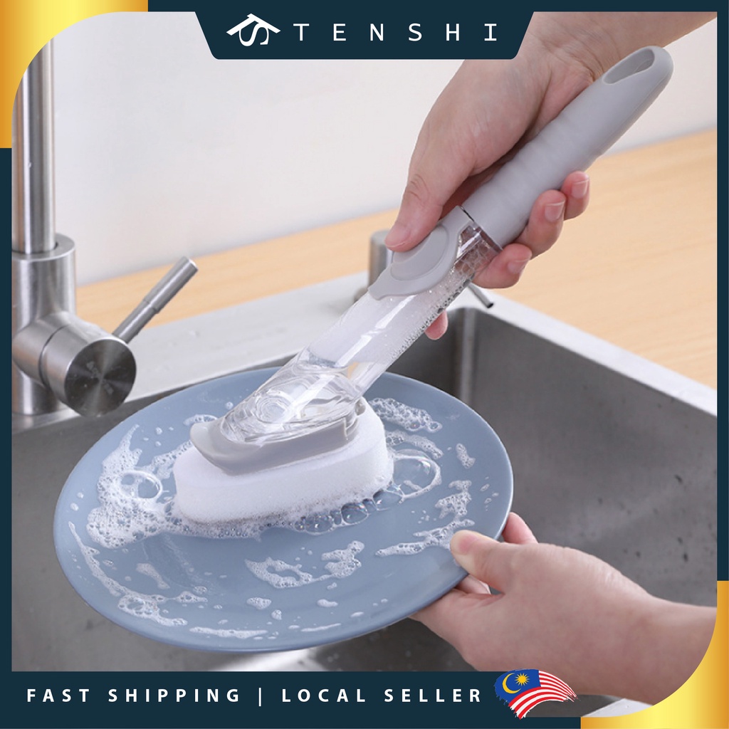 Dish Pot Cleaning Brushes Set [2in1] Automatic Liquid Addition Washing ...