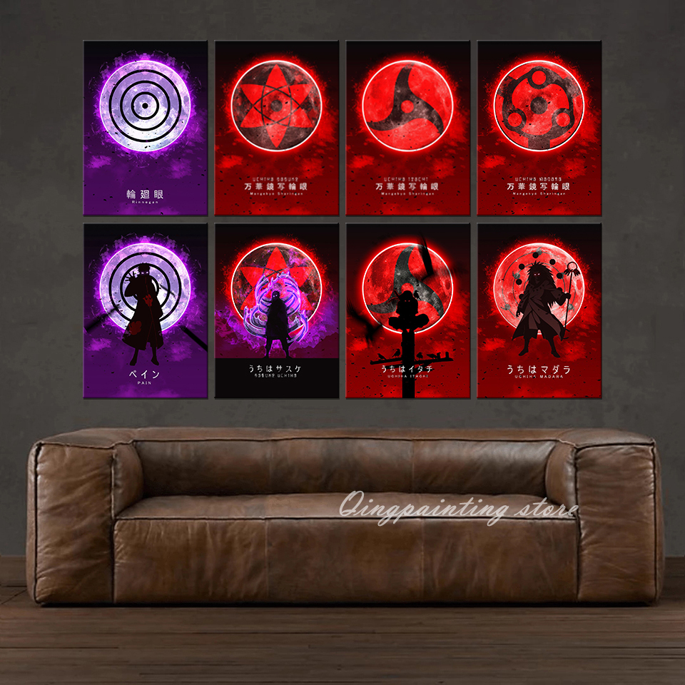 1pcs Naruto Sharingan Picture Uchiha Anime Poster Oil Painting ...