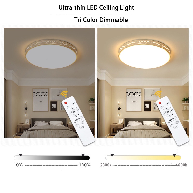 18W 27W Tri color Dimmable Light LED Ceiling Light Starry Sky Dimming With Remote Control Room ...