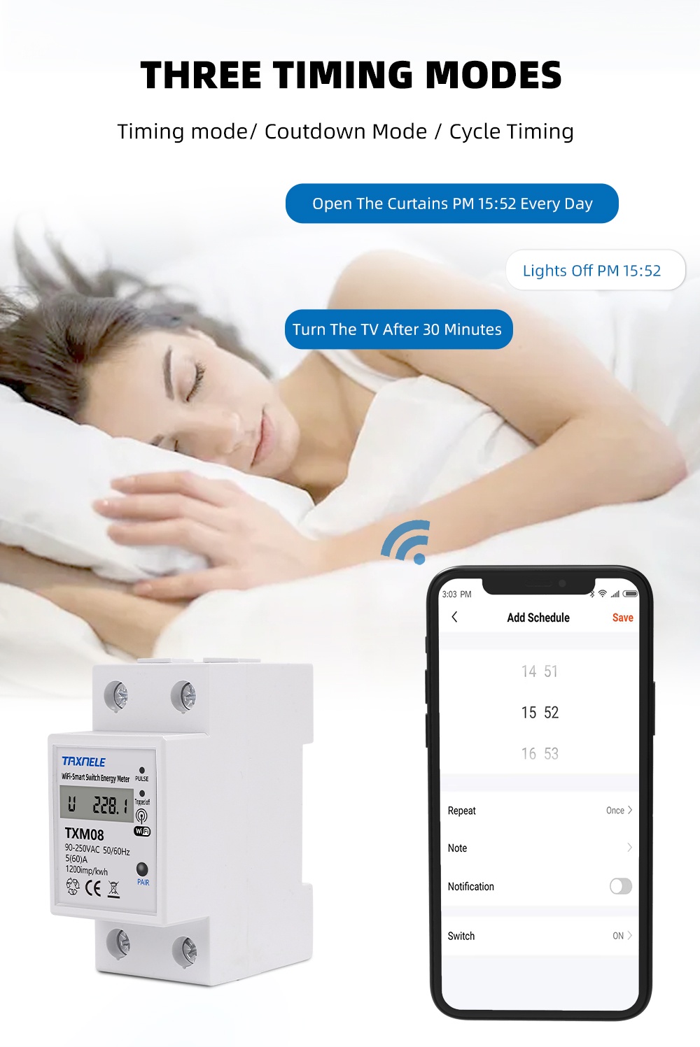 60A prepaid WIFI Smart TUYA Energy Meter Kwh Circuit Breaker Timer ...