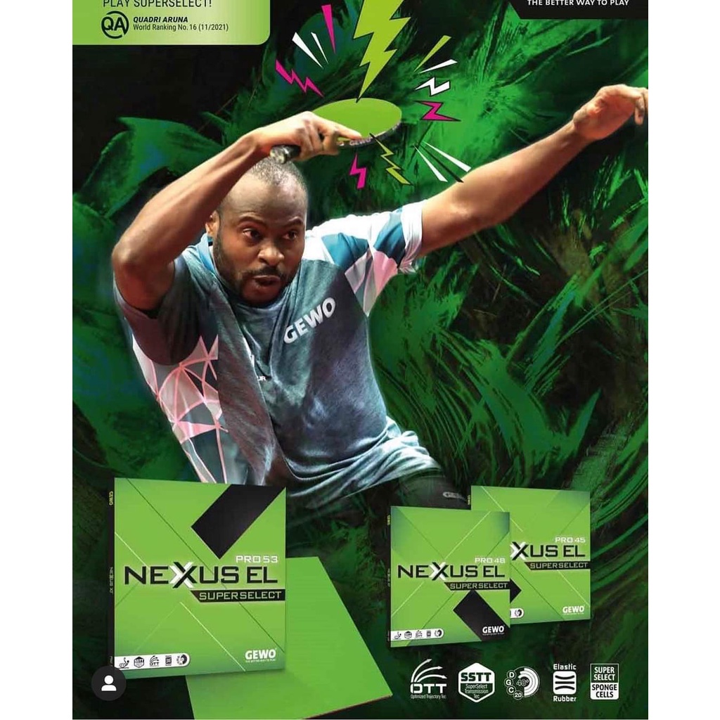 GEWO Nexxus EL Pro 48 SuperSelect Green Table Tennis Rubber | Getah ...