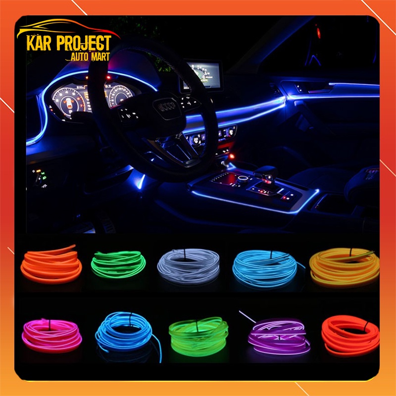Car Interior Lighting LED Strip Wire Rope Car Led Decorative Light DIY ...