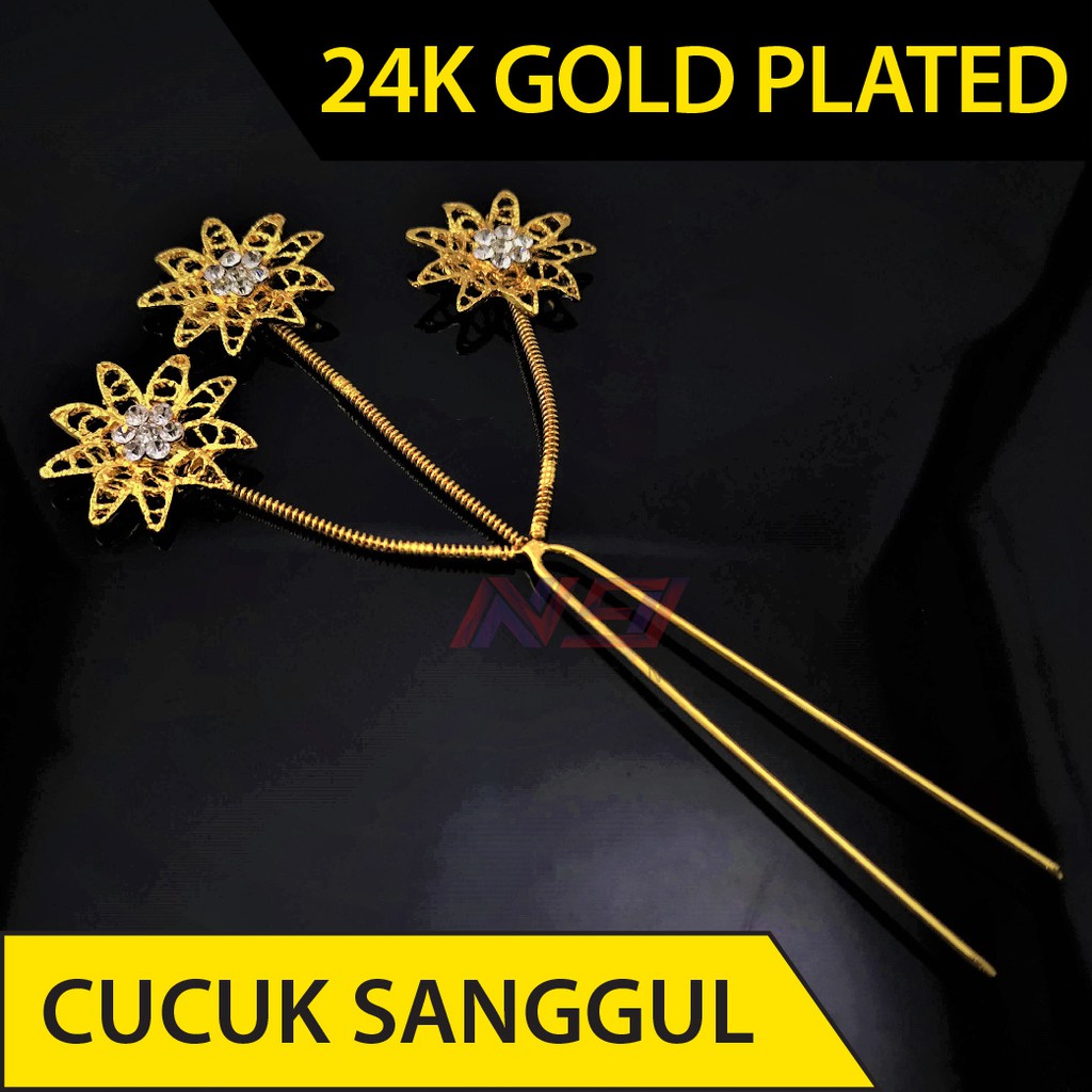 Tradisional Cucuk Sanggul Pengantin Perkahwinan Melayu 24K Gold Plated ...