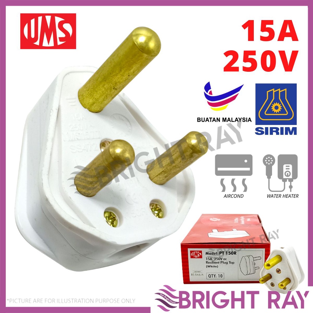 [SIRIM] UMS 15A Plug 3 Pin Plug Power Socket Plug Top Kepala Plug Heavy ...