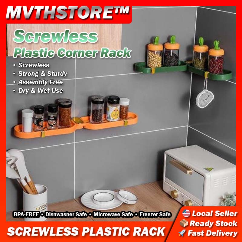 Screwless Plastic Corner Rack For Kitchen and Bathroom, Bendable ...