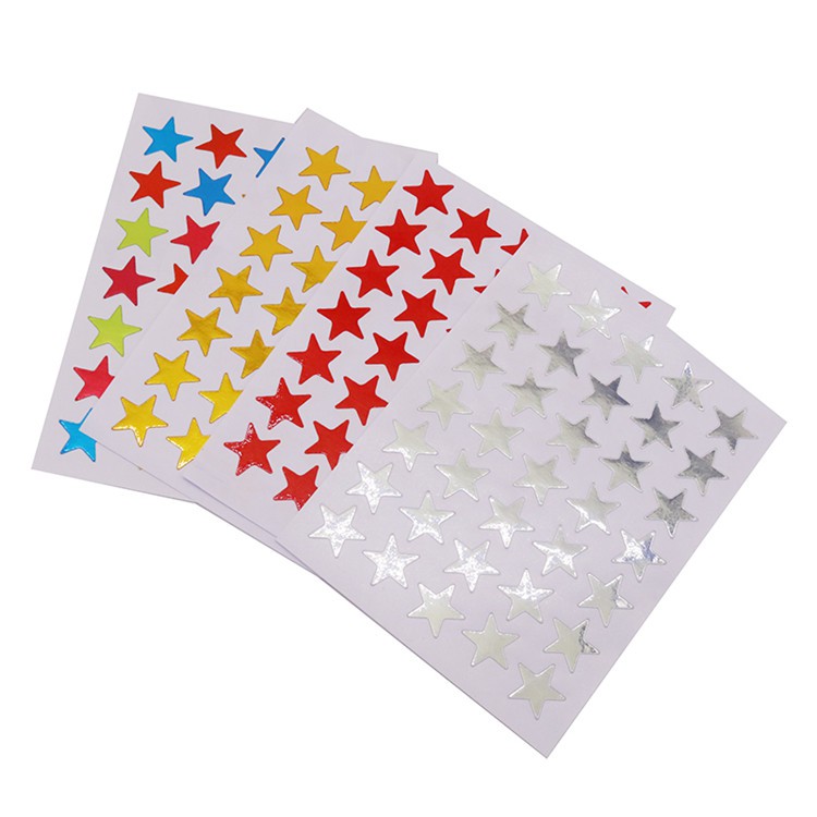 2 sheets five pointed star stickers color gold silver red children's ...