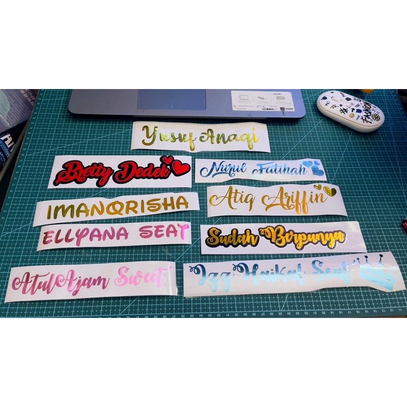 sticker nama kereta/ casing hp /rider box /basikal / botol | Shopee ...