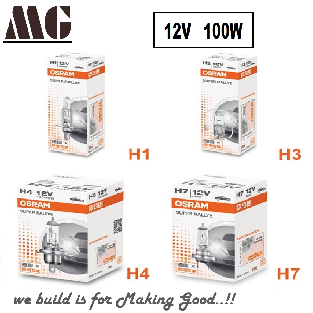 OSRAM HEAD LAMP HALOGEN BULB 12V 100W H1 H3 H4 H7 HEAD LIGHT LED HID ...