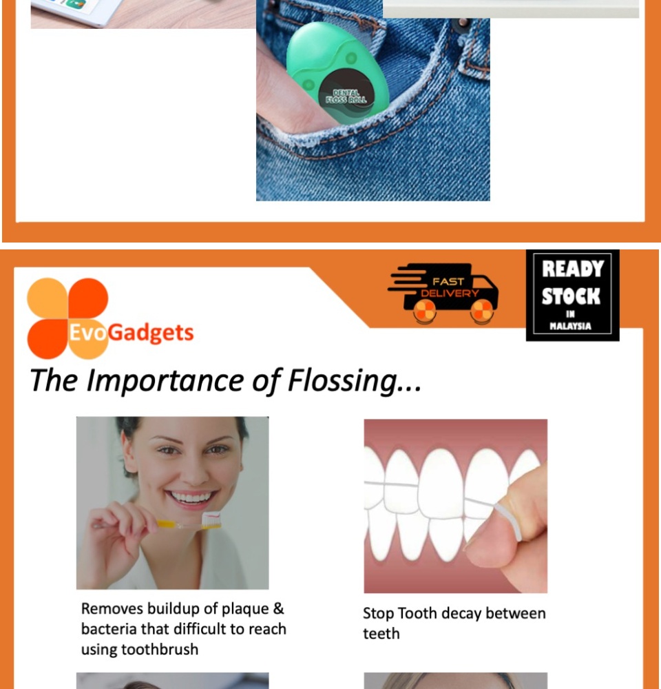 EvoGadgets –Floss Rope / Teeth cleaning string / Tali pembersih gigi ...