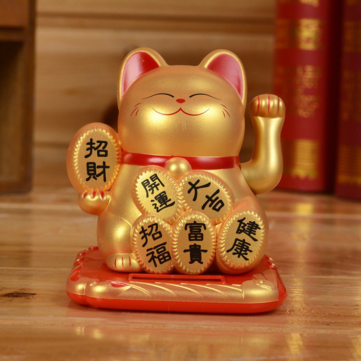 SOLAR GOLD LUCKY FORTUNE CAT 10CM (太阳能金招财猫) | Shopee Malaysia